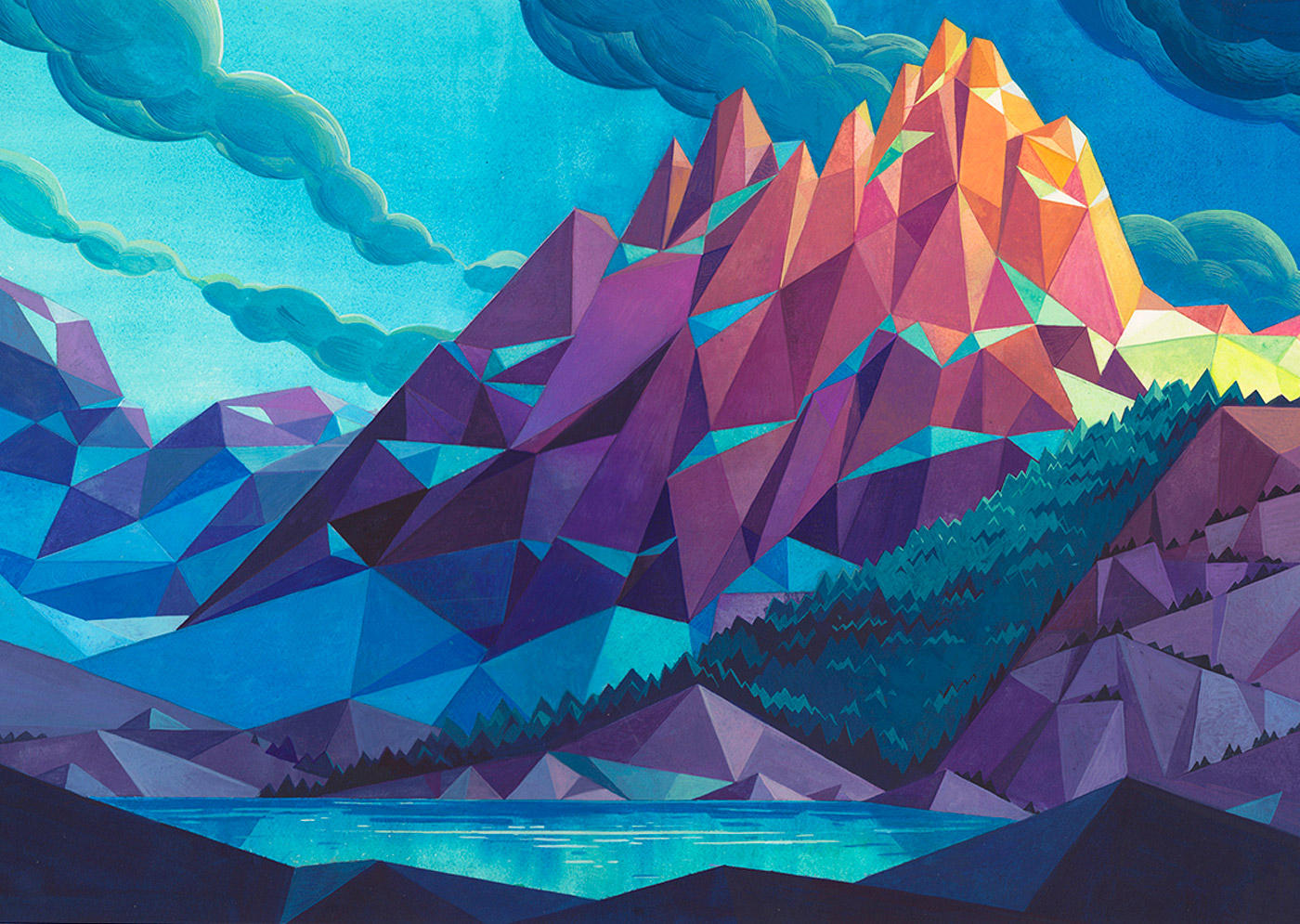 Lovely Geometric Landscape Paintings | Moss and Fog