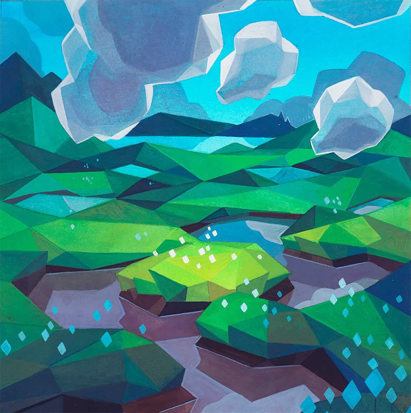 Lovely Geometric Landscape Paintings | Moss and Fog