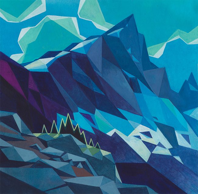 Lovely Geometric Landscape Paintings – Moss and Fog