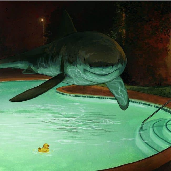 Chris Austin’s Surreal Floating Shark Paintings – Moss and Fog