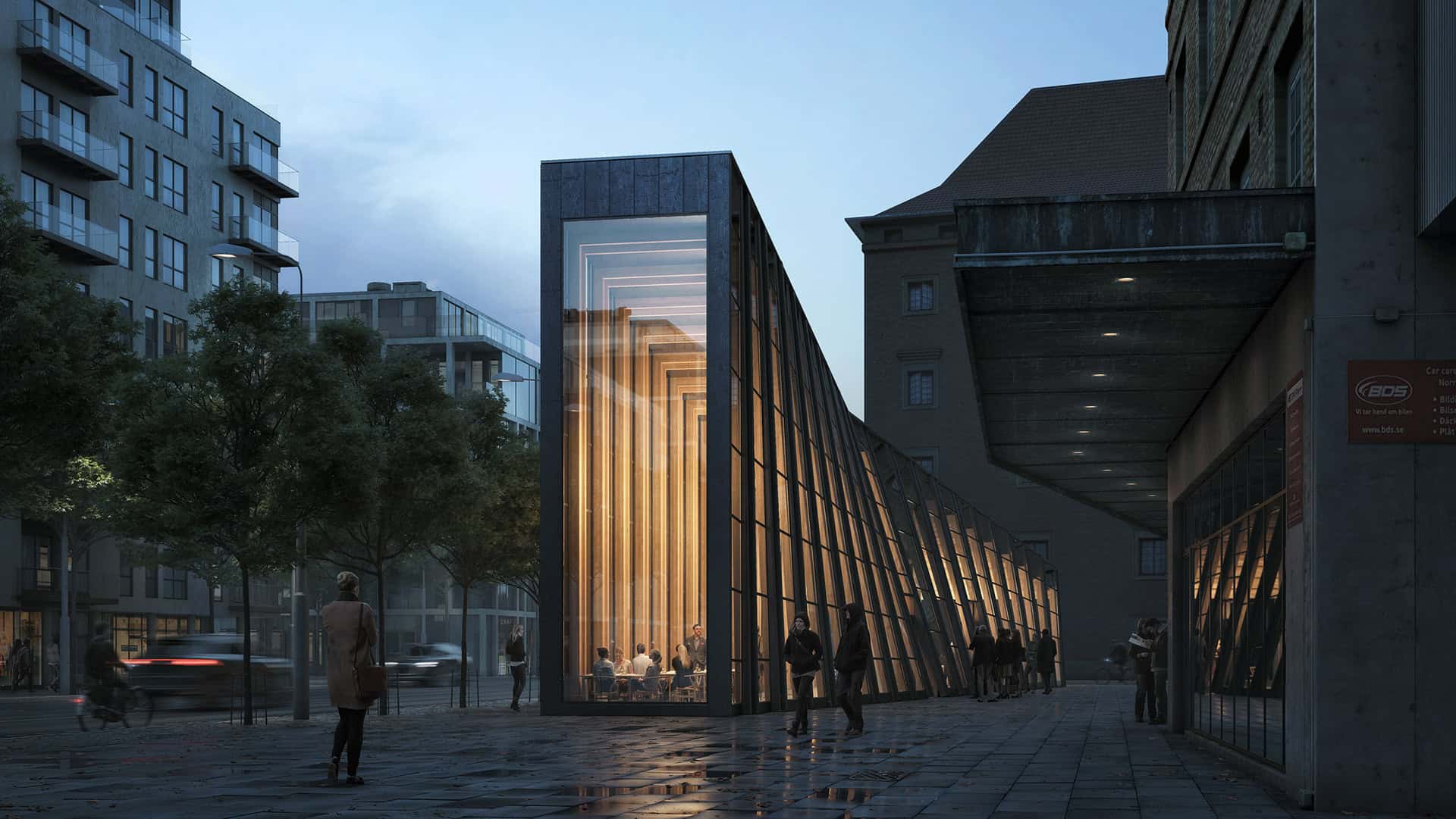 Thin, Elegant Food Pavilion Design for Stockholm | Moss and Fog