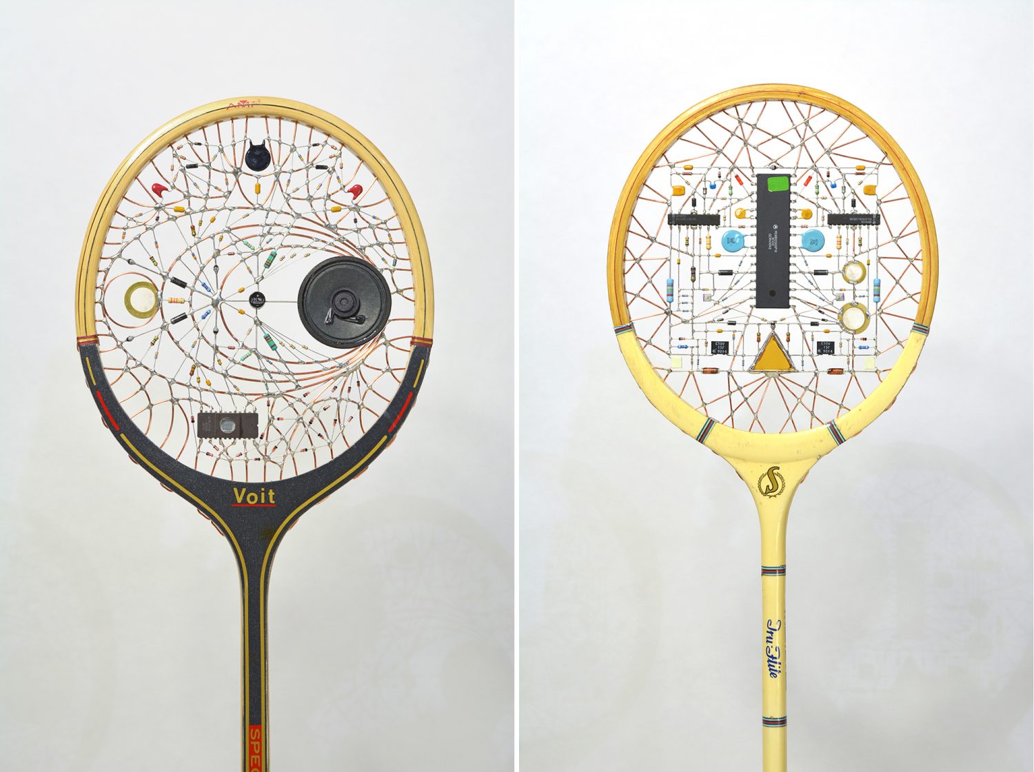 Electronic Mandalas Within Vintage Tennis Rackets | Moss and Fog