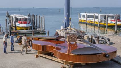 A Giant Floating Violin Launches in Venice | Moss and Fog