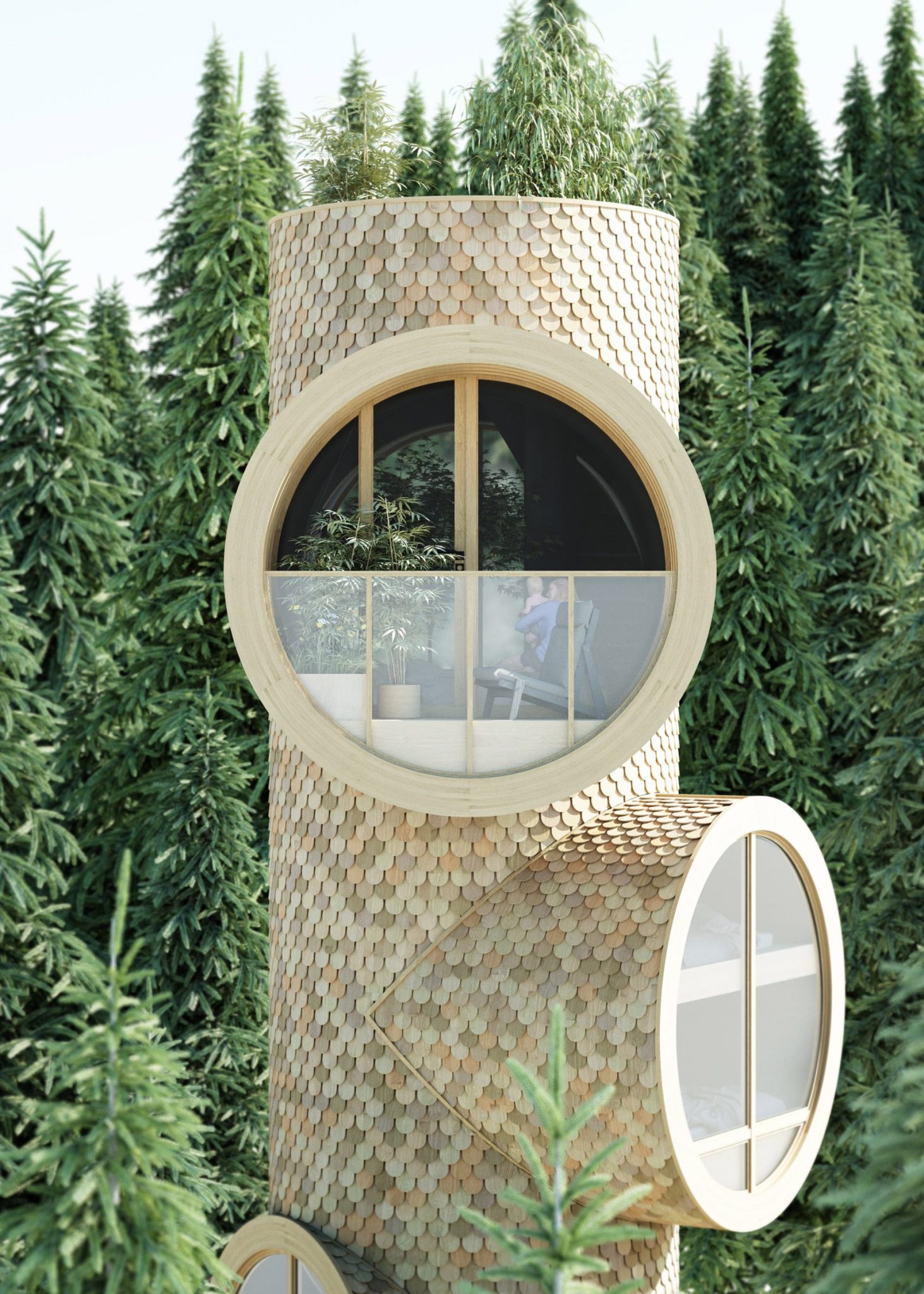 Bert is a Playful, Modular Tiny House Shaped Like a Tree Trunk » Moss ...
