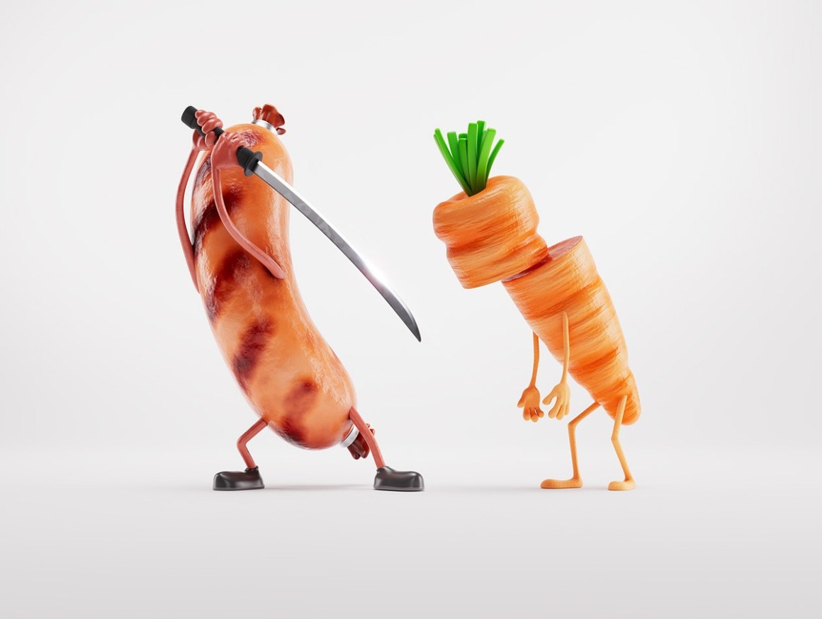 Adorably Epic Battles Between Meat and Vegetables | Moss and Fog