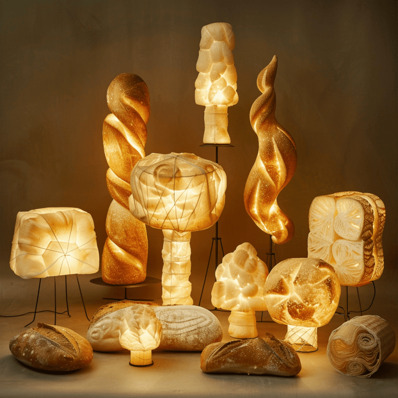 Collection of Lamps and Lights Made Solely of Bread – Moss and Fog
