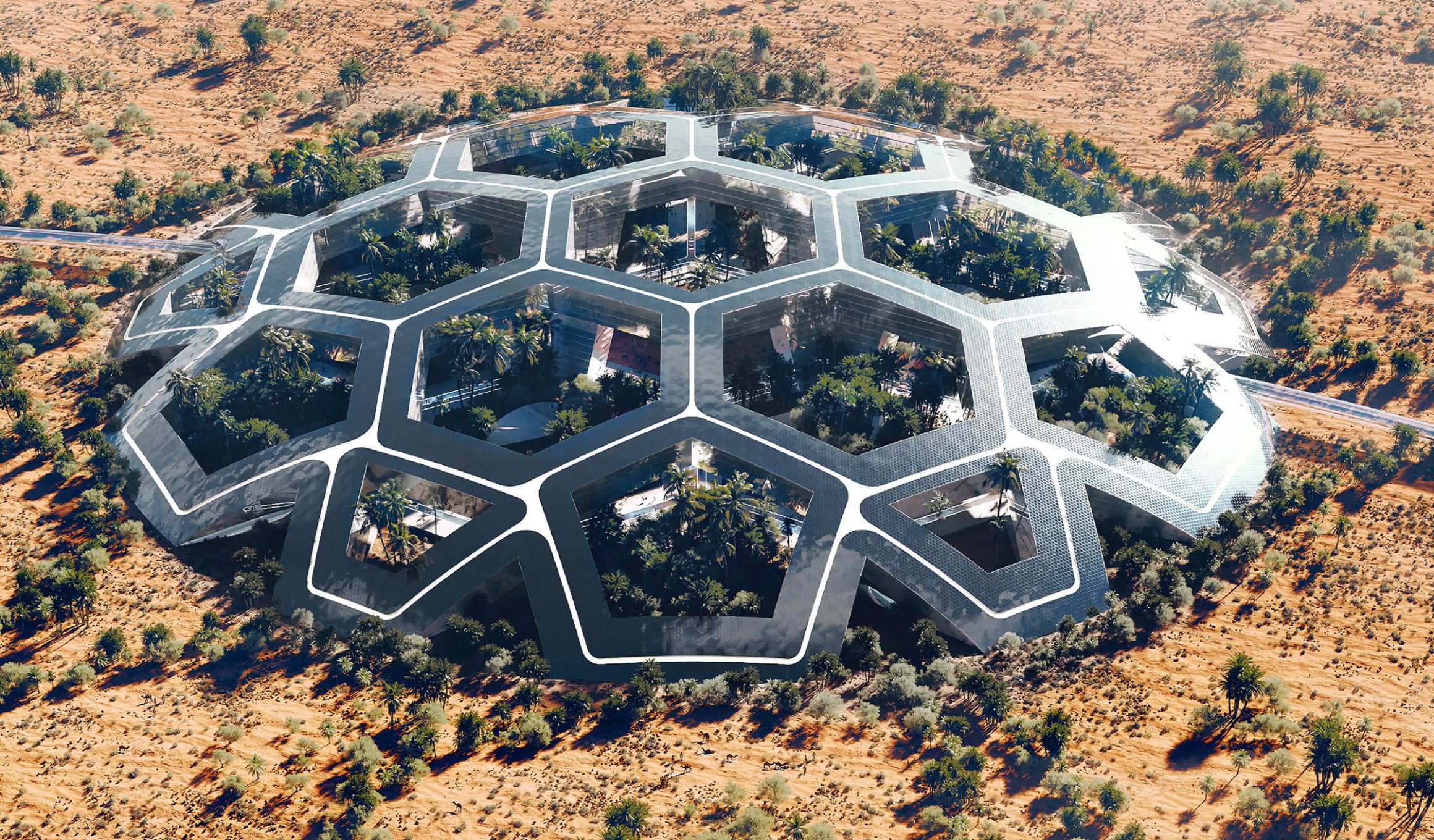 Biotech City Concept Housed in Futuristic Dome – Moss and Fog