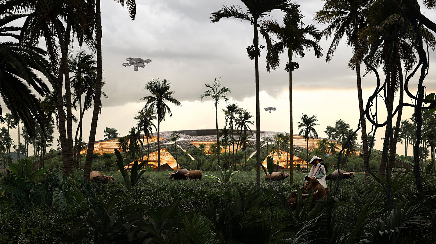 Biotech City Concept Housed in Futuristic Dome – Moss and Fog